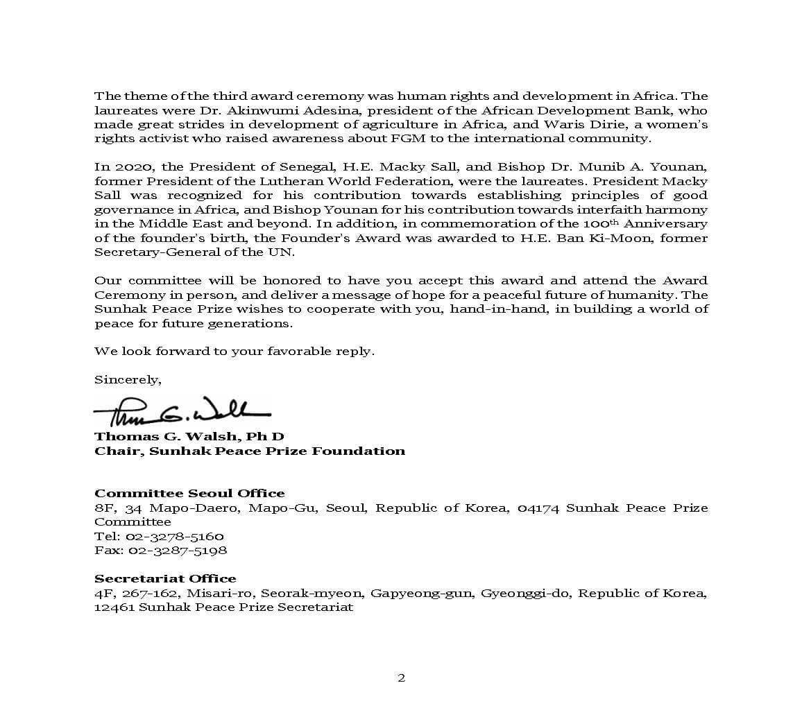 PM wins prestigious Peace Award - Cambodia News Watch